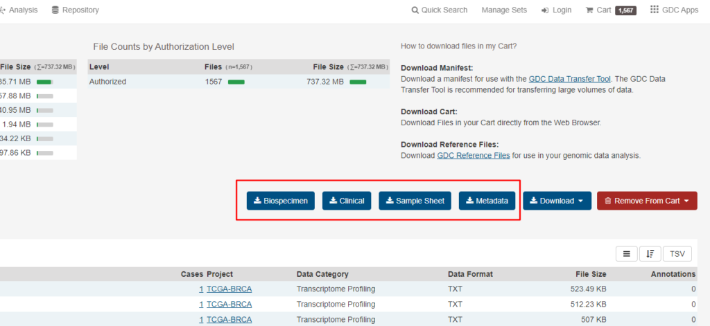 GDC Data Portal (TCGA) のデータを取得する | BioTech ラボ・ノート